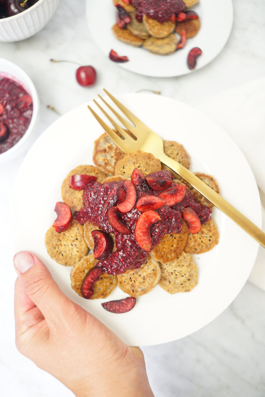 Sweet Cherry Mini Pancakes - Vegan + Whole-Grain! - Whitney E. RD